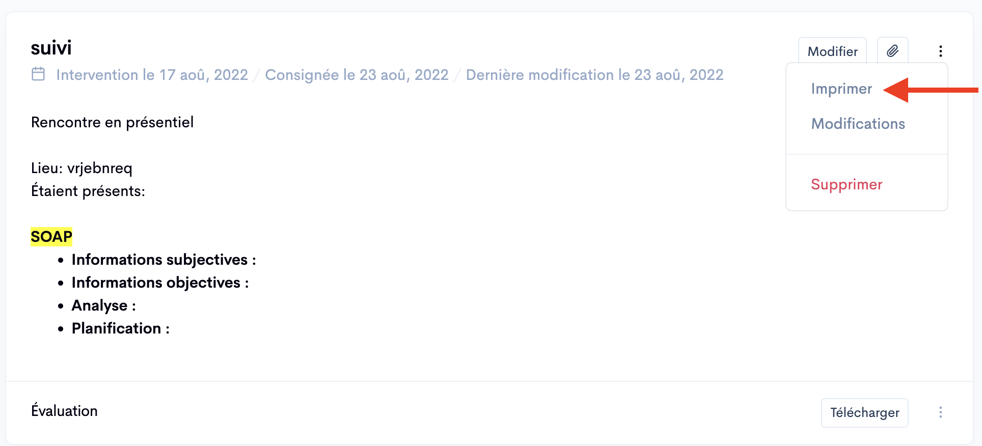 Est-il possible d'imprimer les notes contenues dans un dossier?